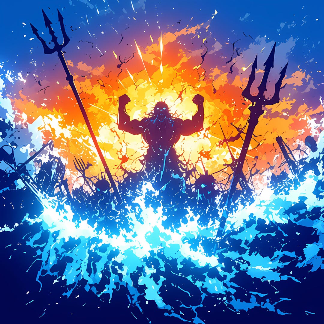 Poseidon Wall Art, Greek Mythology Digital Download, Ocean God Artwork ...