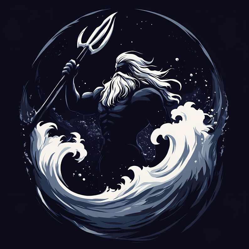 Poseidon Wall Art, Greek Mythology Digital Download, Ocean God Artwork ...