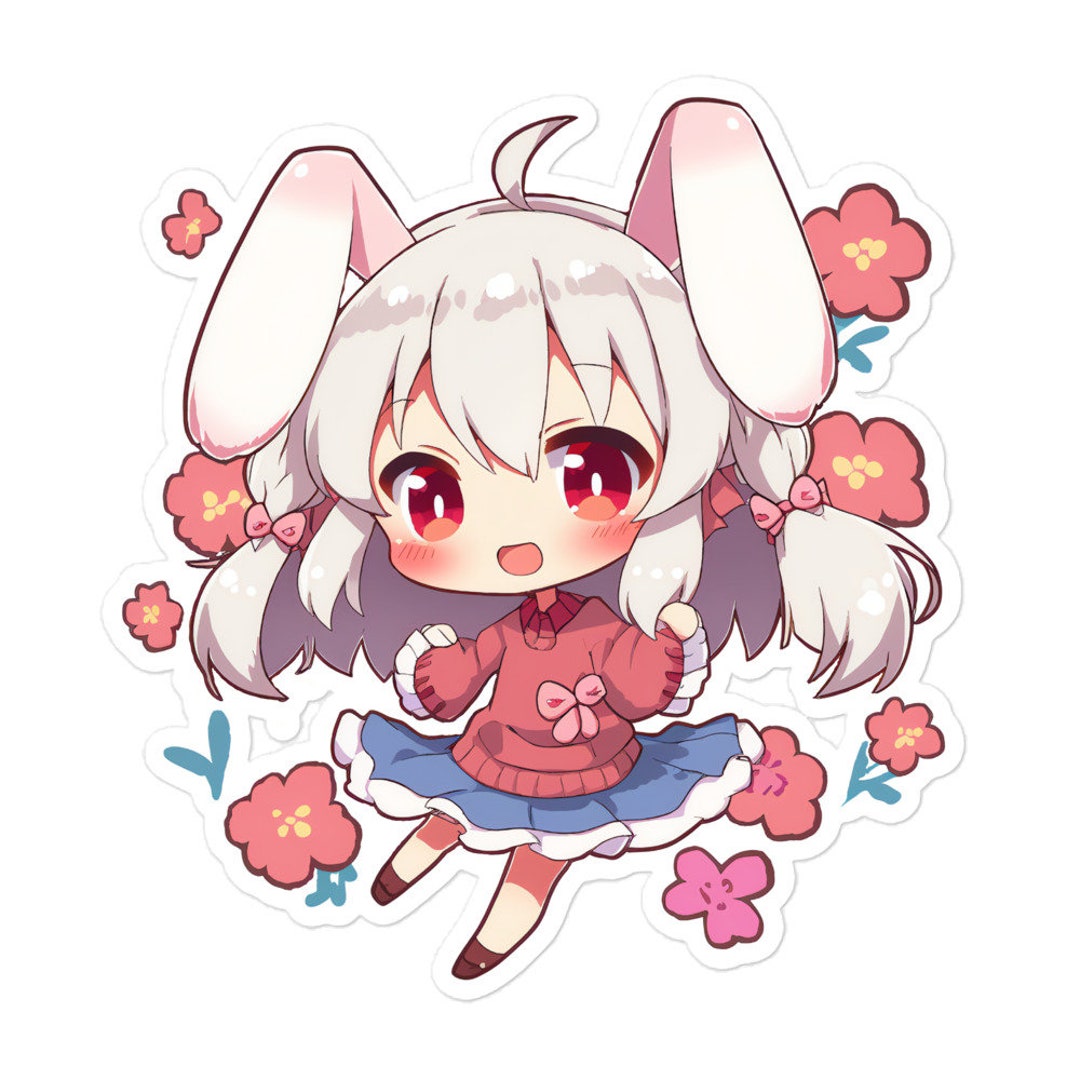 Cute Bunny Anime Girl-anime Girl Sticker- Anime Decals Stickers ...