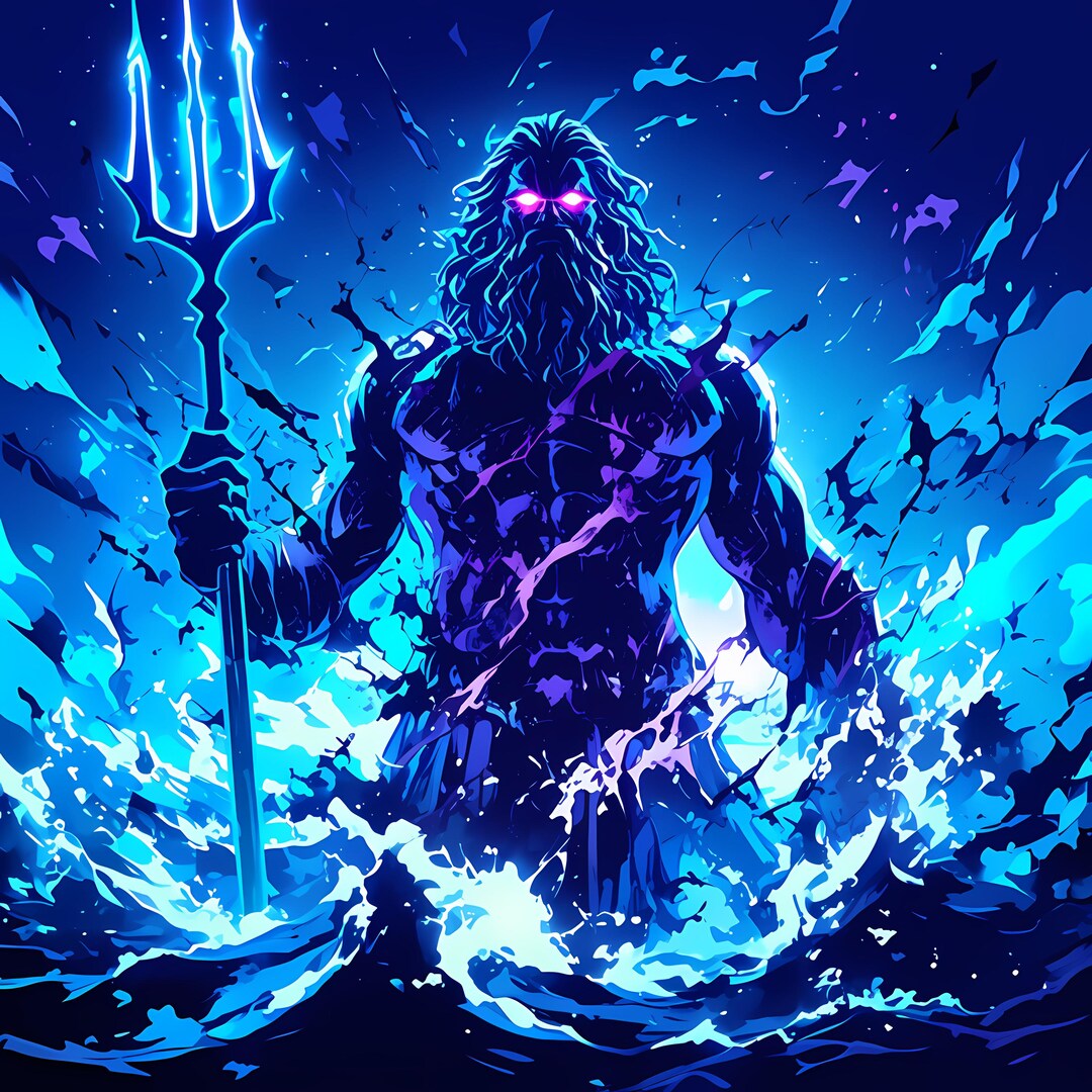 Poseidon Wall Art, Greek Mythology Digital Download, Ocean God Artwork ...