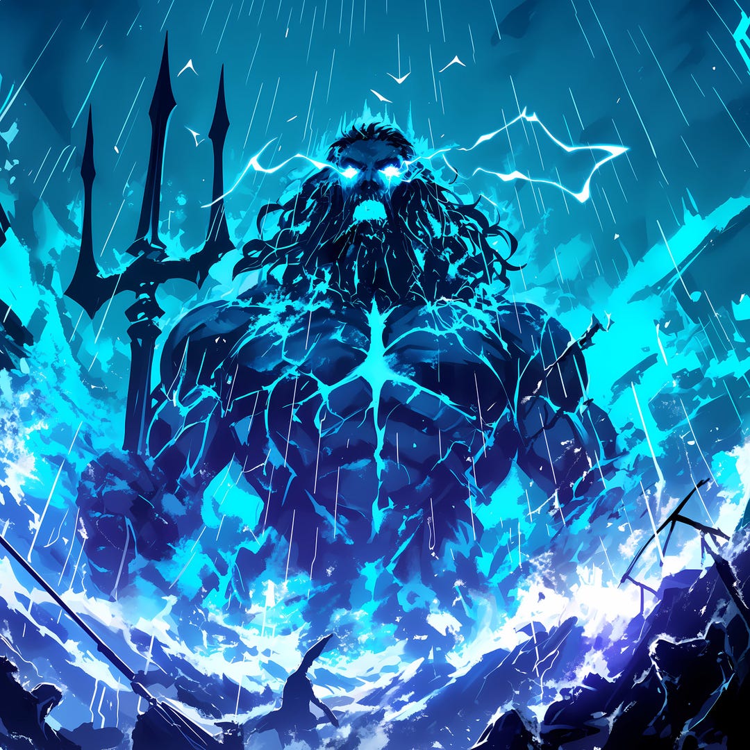 Poseidon Wall Art, Greek Mythology Digital Download, Ocean God Artwork ...