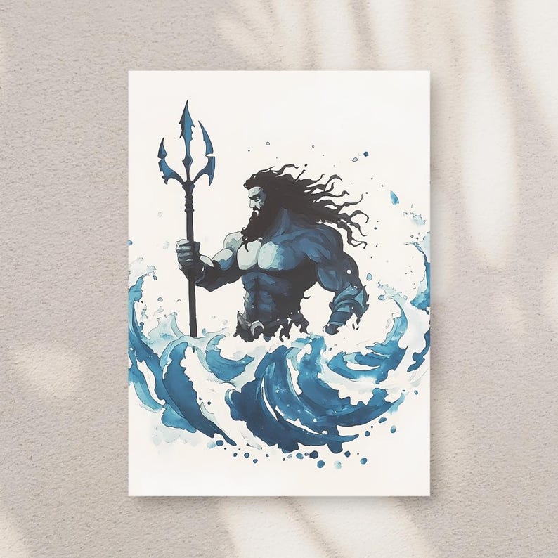 Poseidon Wall Art: Greek Mythology Ocean God Print (digital Download ...