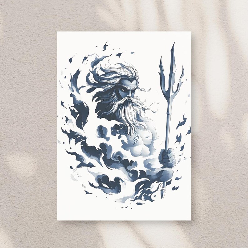 Poseidon Print: Greek Mythology Ocean God Wall Art (digital Download ...