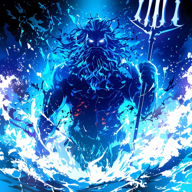 Poseidon Wall Art, Greek Mythology Digital Download, Ocean God Artwork ...
