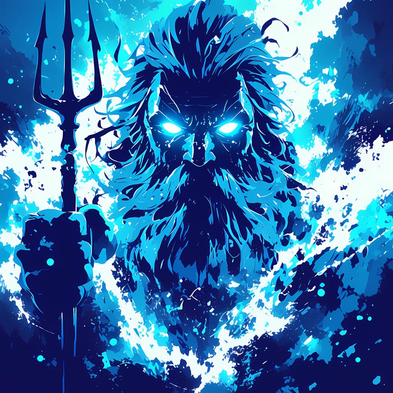 Poseidon Wall Art: Greek Mythology Ocean God Print (digital Download ...