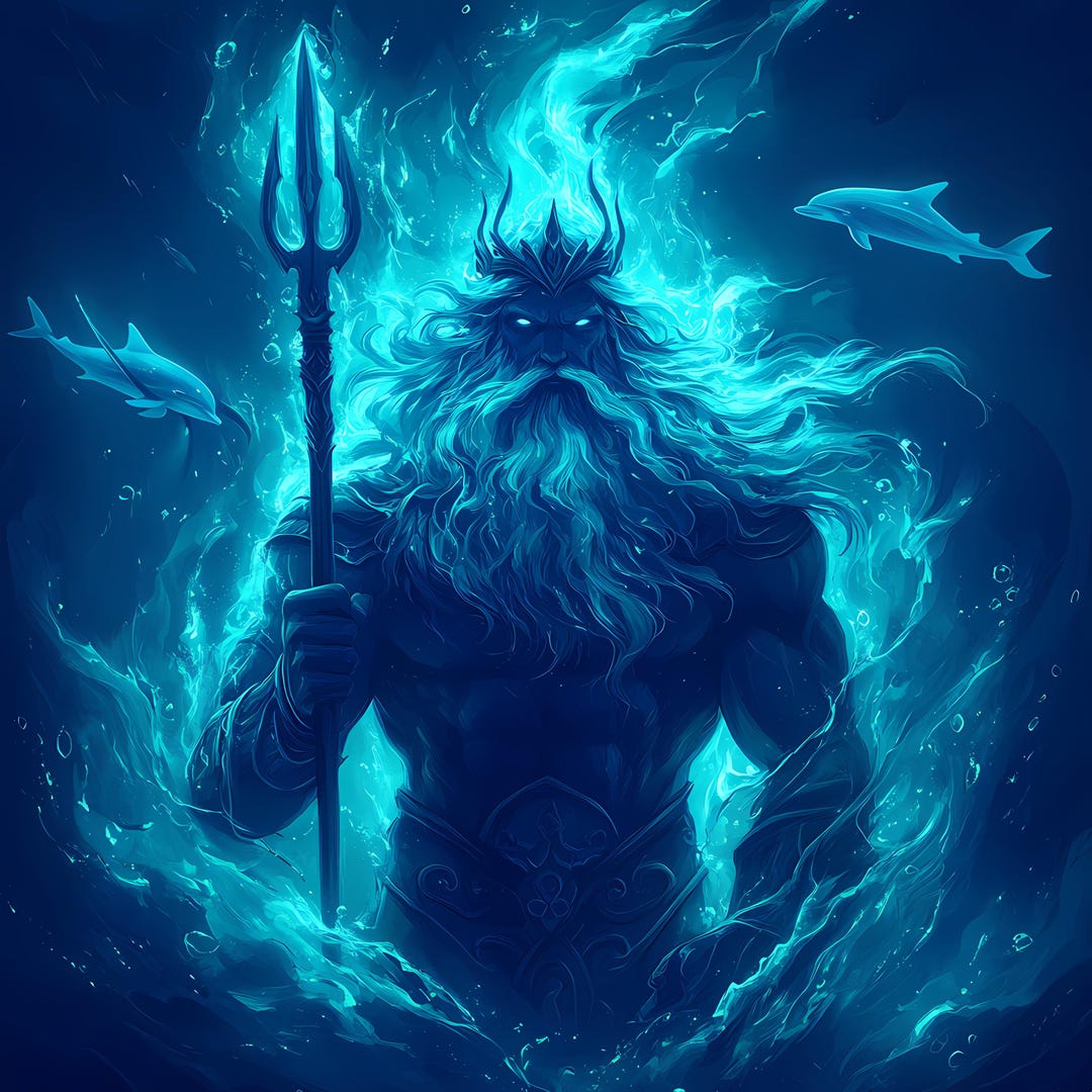 Poseidon Wall Art: Greek Mythology Ocean God Print (digital Download ...
