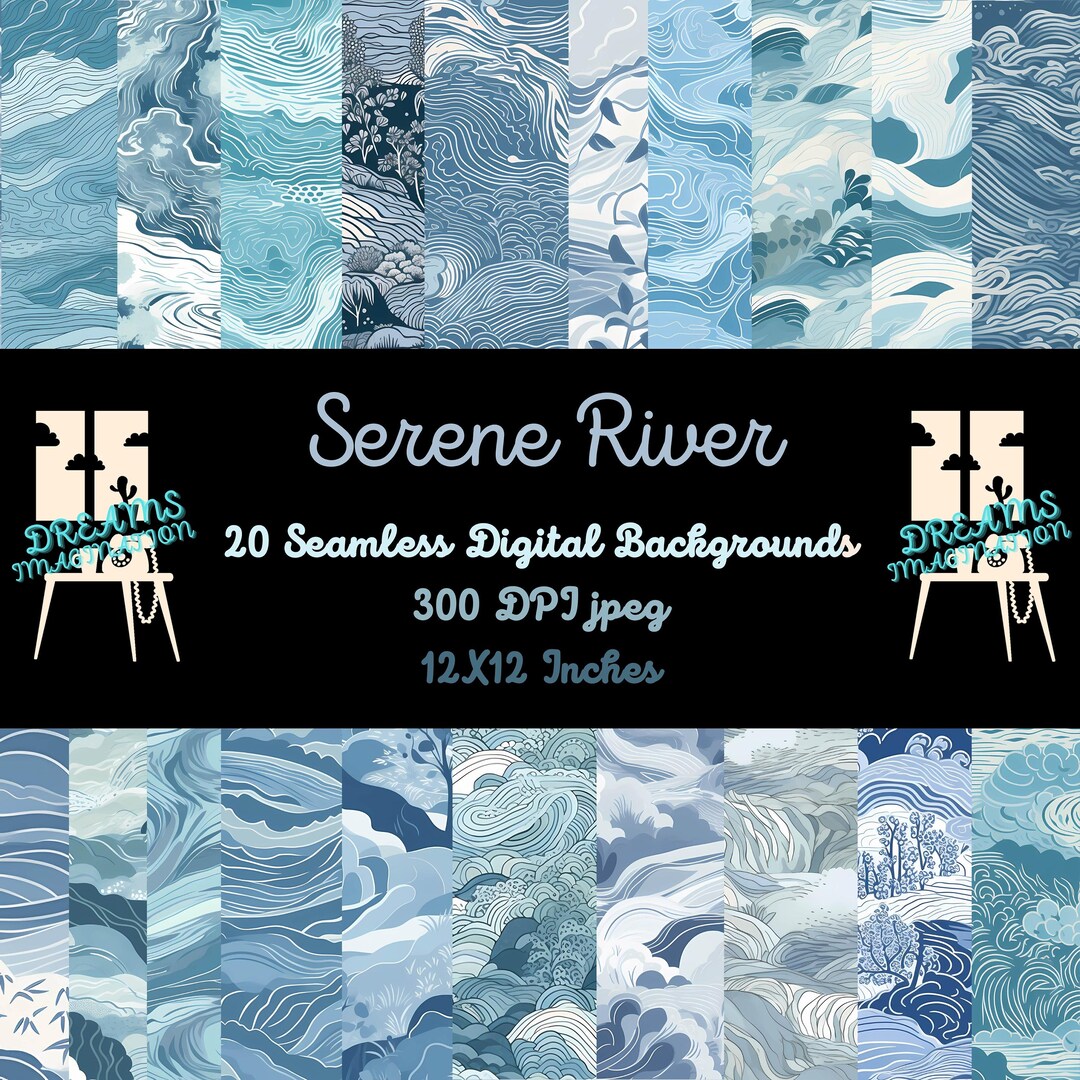 Serene River Pattern-patterns Digital Download-patterns Digital Paper ...