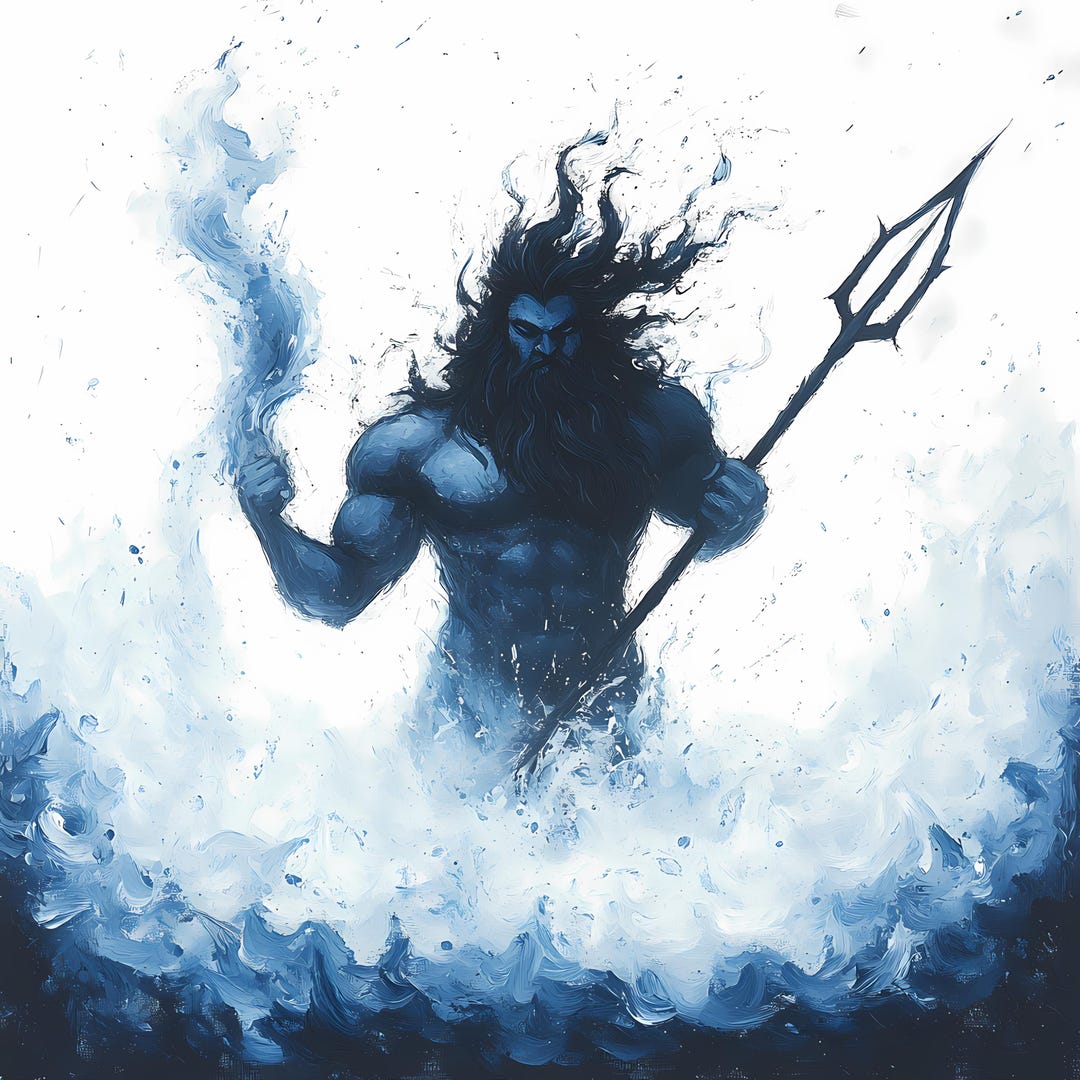 Poseidon Wall Art, Greek Mythology Digital Download, Ocean God Artwork ...
