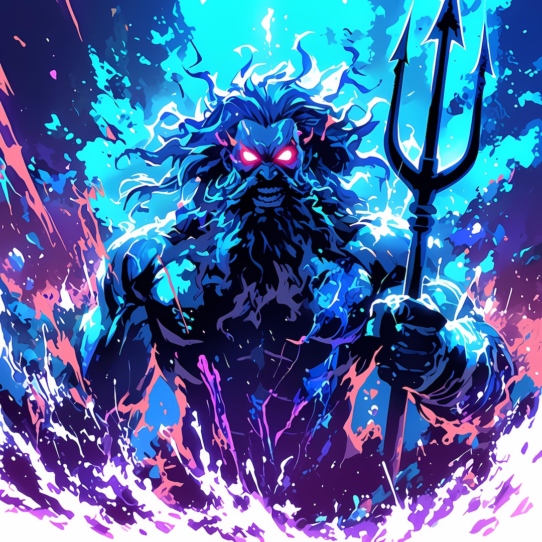 Poseidon Wall Art, Greek Mythology Digital Download, Ocean God Artwork ...