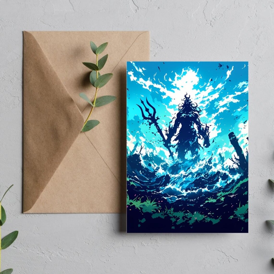 Poseidon Wall Art, Greek Mythology Digital Download, Ocean God Artwork ...