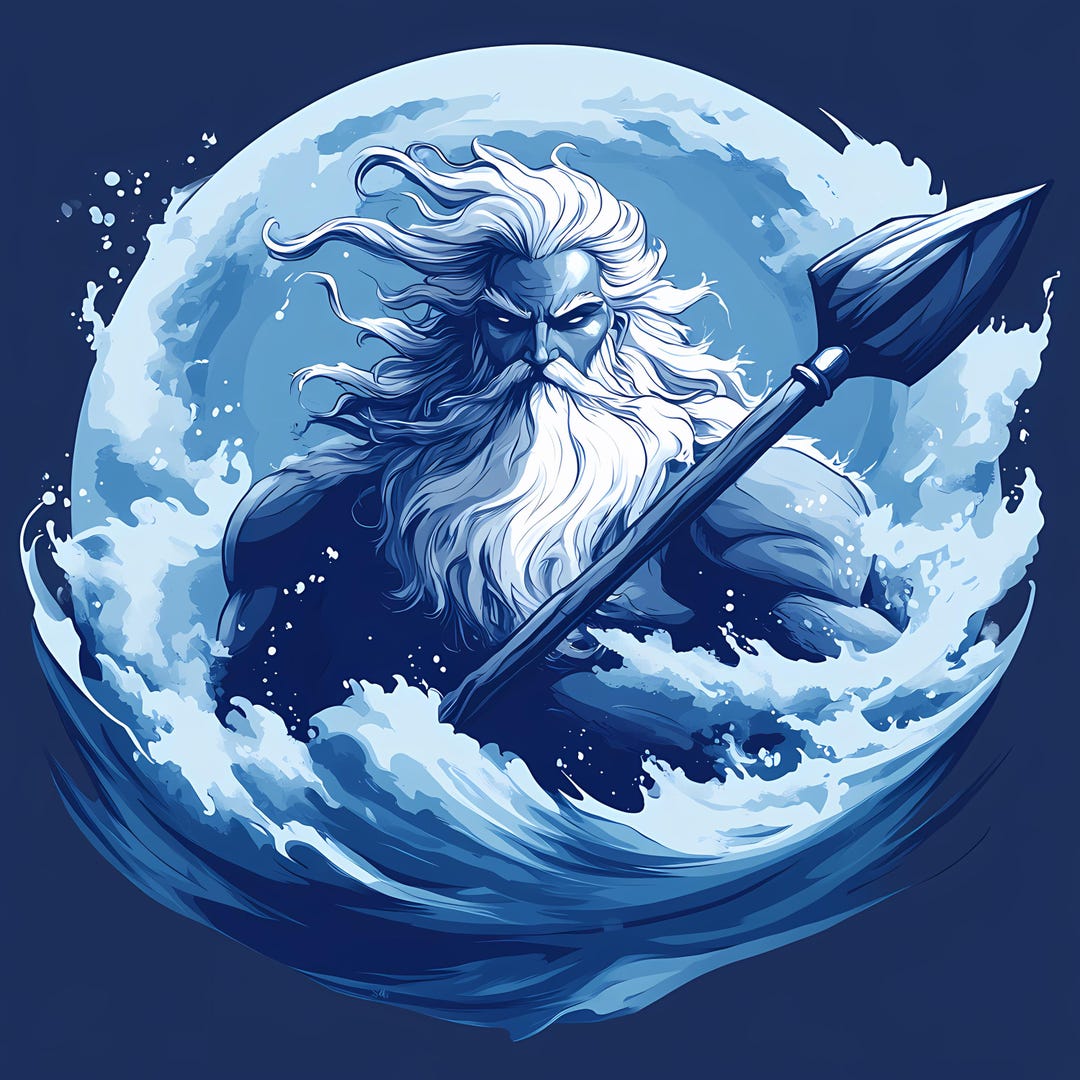 Poseidon Wall Art, Greek Mythology Digital Download, Ocean God Artwork ...