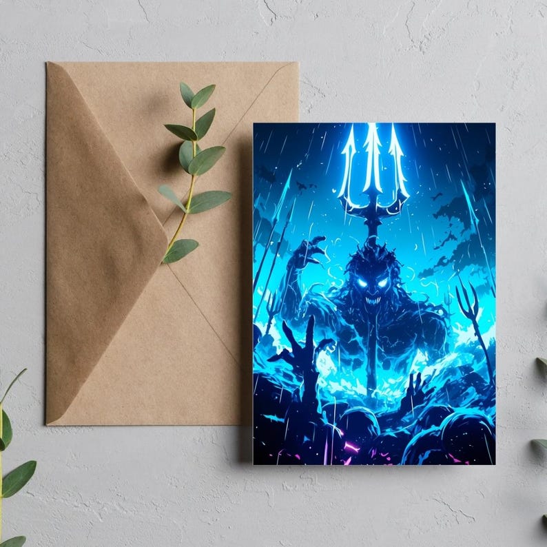 Poseidon Wall Art, Greek Mythology Digital Download, Ocean God Artwork ...
