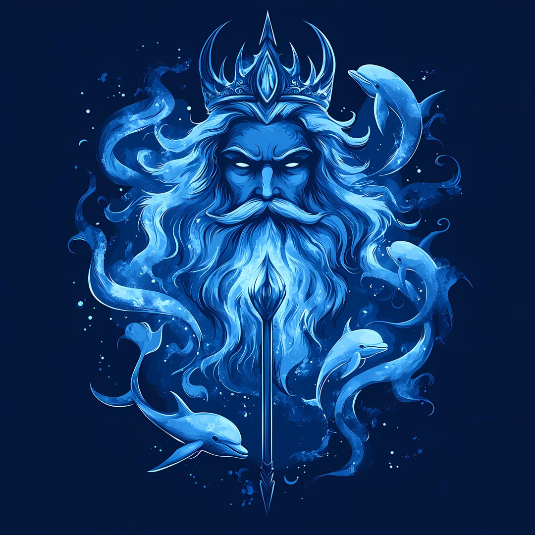 Poseidon Wall Art, Greek Mythology Digital Download, Ocean God Artwork ...