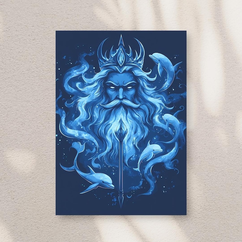 Poseidon Wall Art, Greek Mythology Digital Download, Ocean God Artwork ...