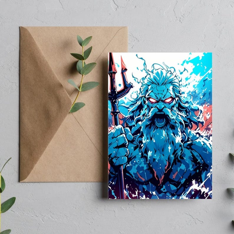 Poseidon Wall Art, Greek Mythology Digital Download, Ocean God Artwork ...