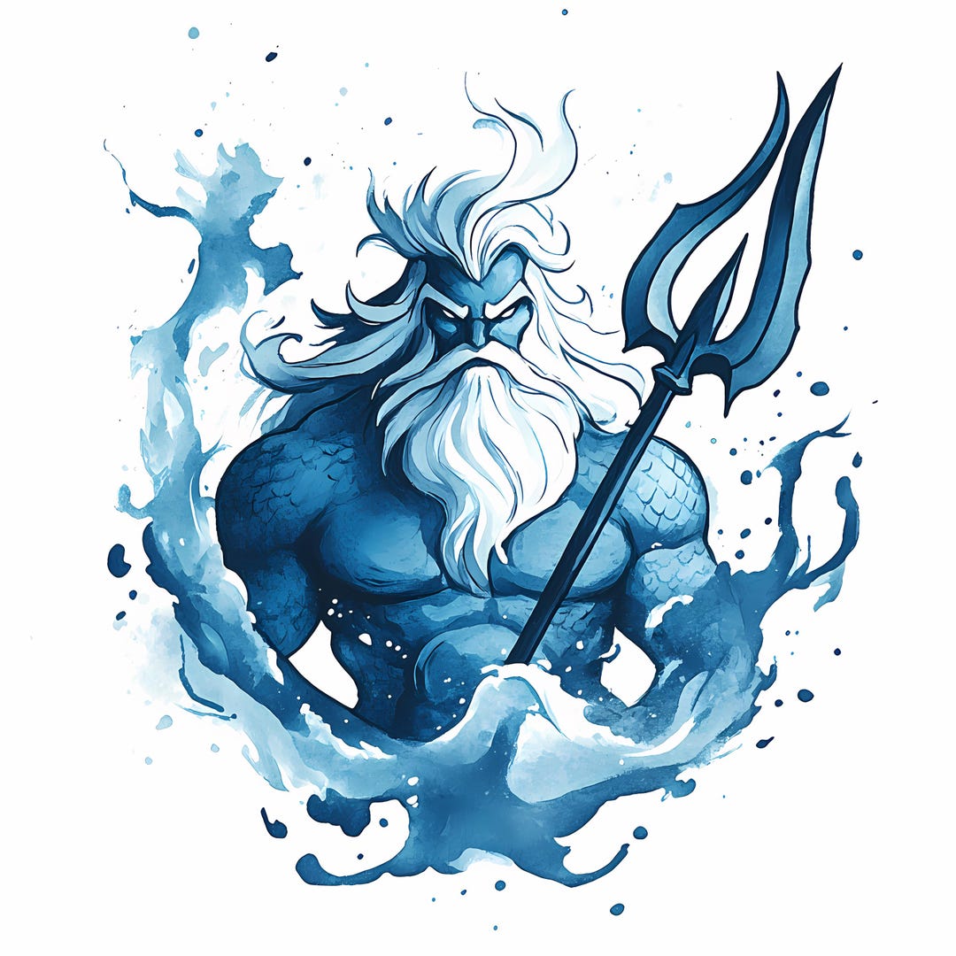 Poseidon Wall Art, Greek Mythology Digital Download, Ocean God Artwork ...