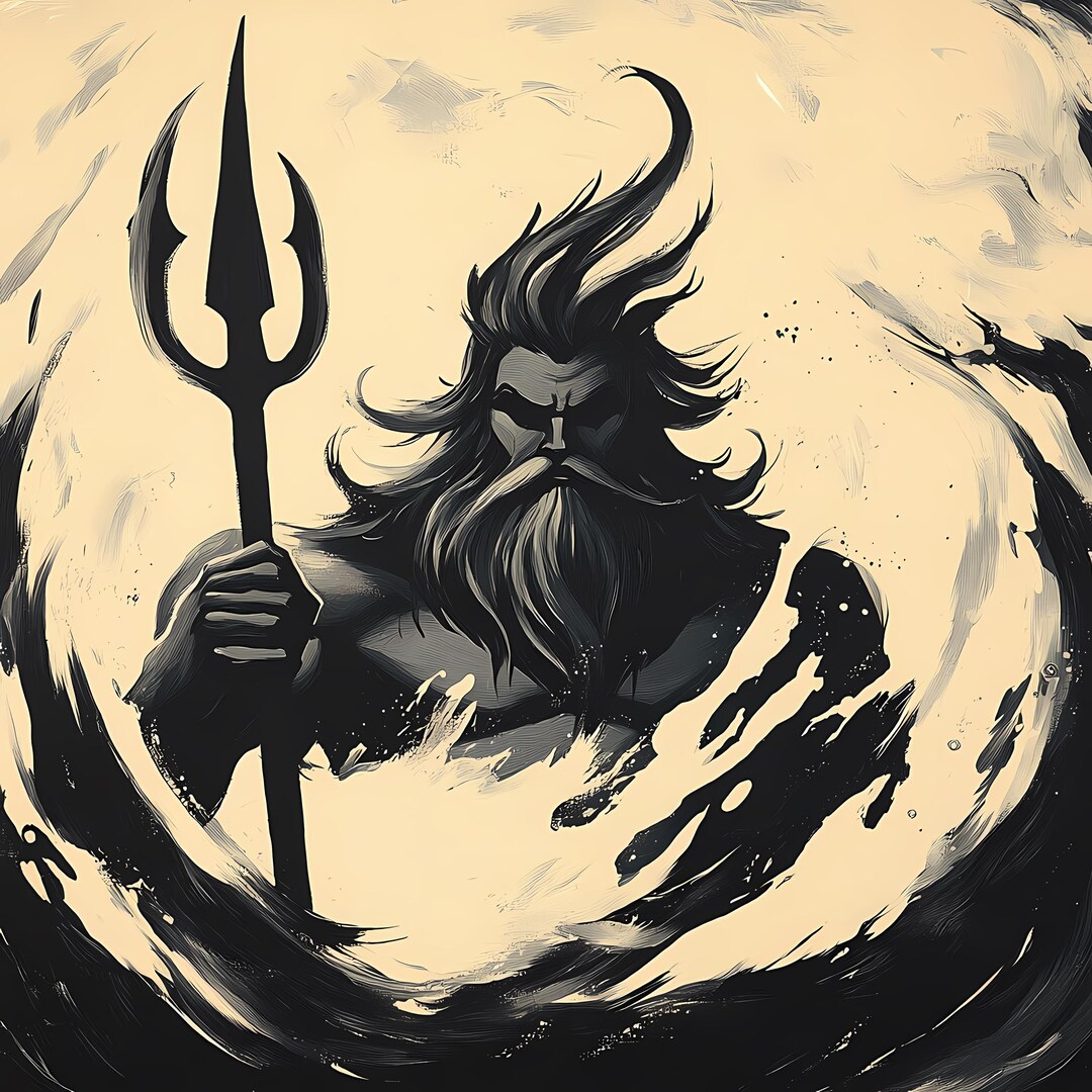 Poseidon Wall Art, Greek Mythology Digital Download, Ocean God Artwork ...