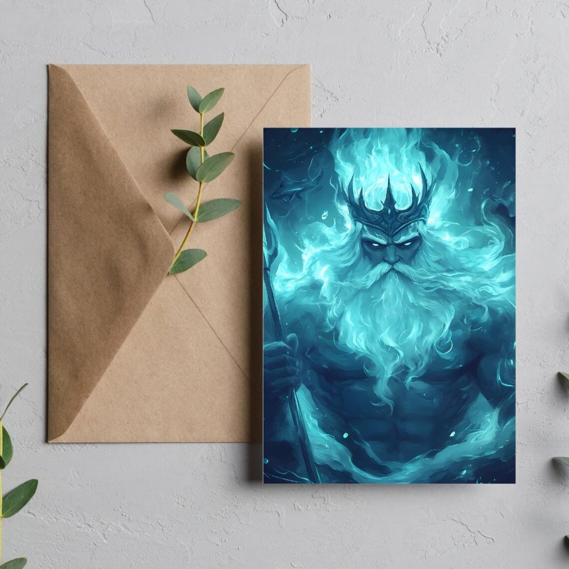 Poseidon Wall Art, Greek Mythology Digital Download, Ocean God Artwork ...