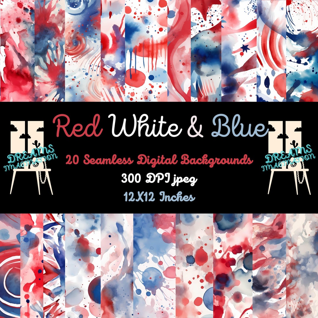 Red White&blue Pattern-patterns Digital Download-patterns Digital Paper ...