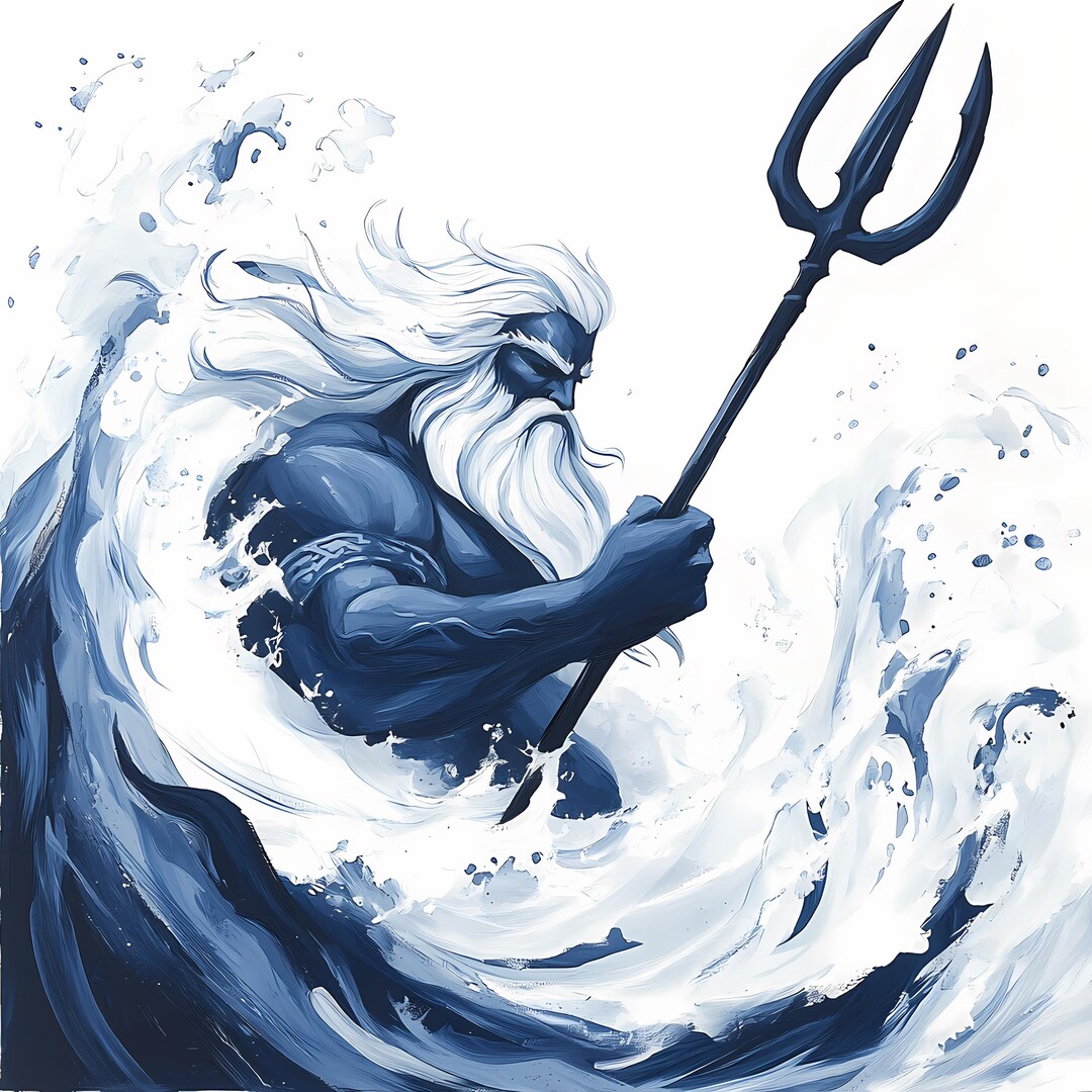 Poseidon Wall Art, Greek Mythology Digital Download, Ocean God Artwork ...