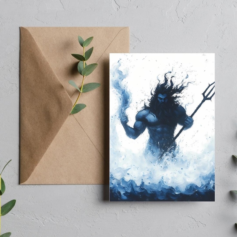 Poseidon Wall Art, Greek Mythology Digital Download, Ocean God Artwork ...