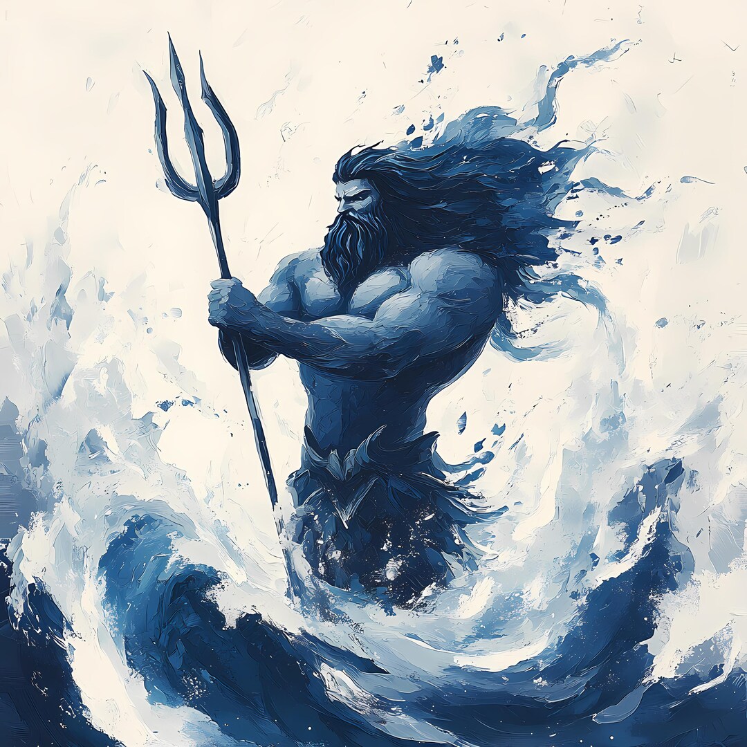 Poseidon Wall Art, Greek Mythology Digital Download, Ocean God Artwork ...