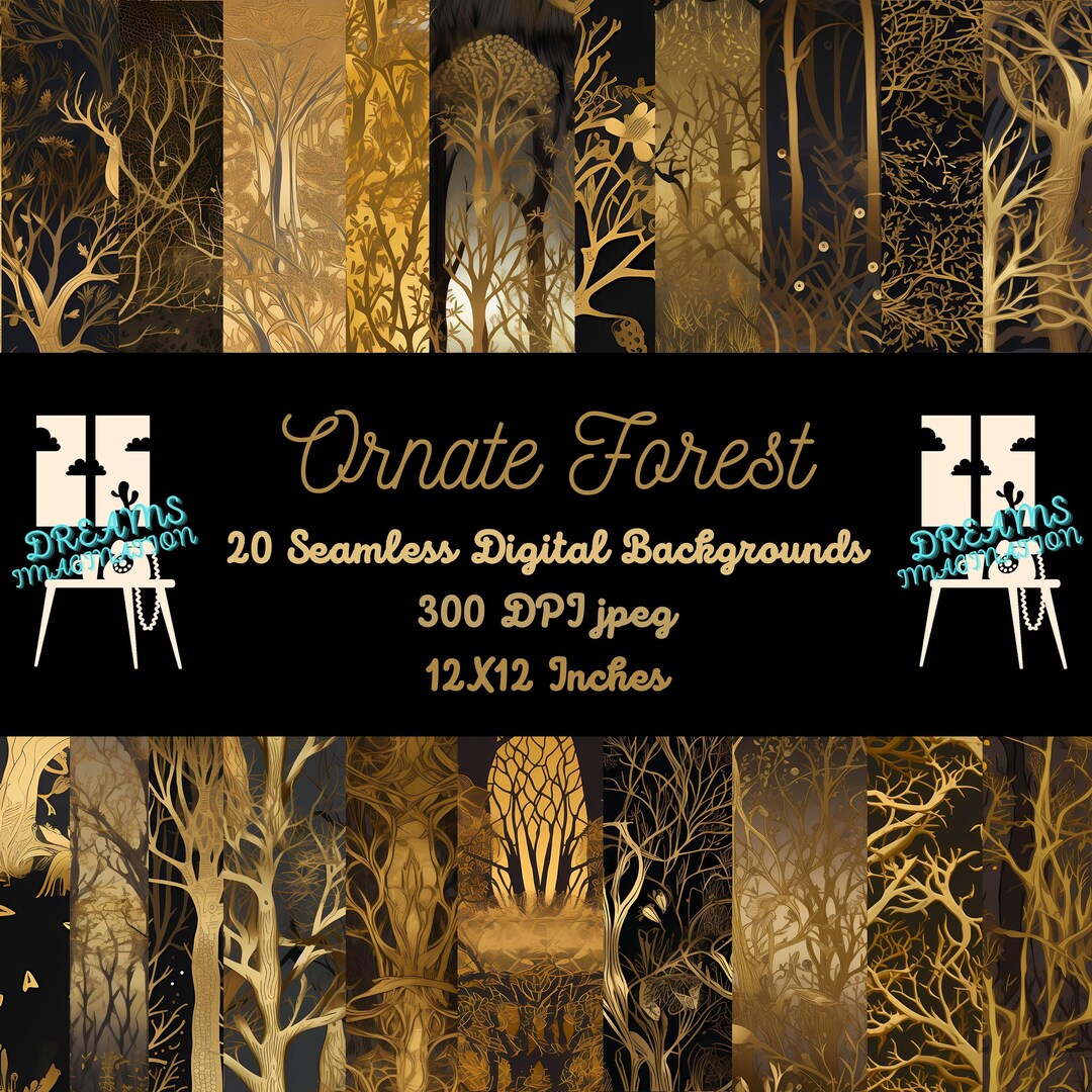 Ornate Forest Digital Paper: 12x12 Seamless Patterns (digital Download ...