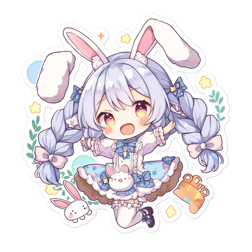 Cute Bunny Anime Girl-anime Girl Sticker Anime Decals Stickers-stickers ...