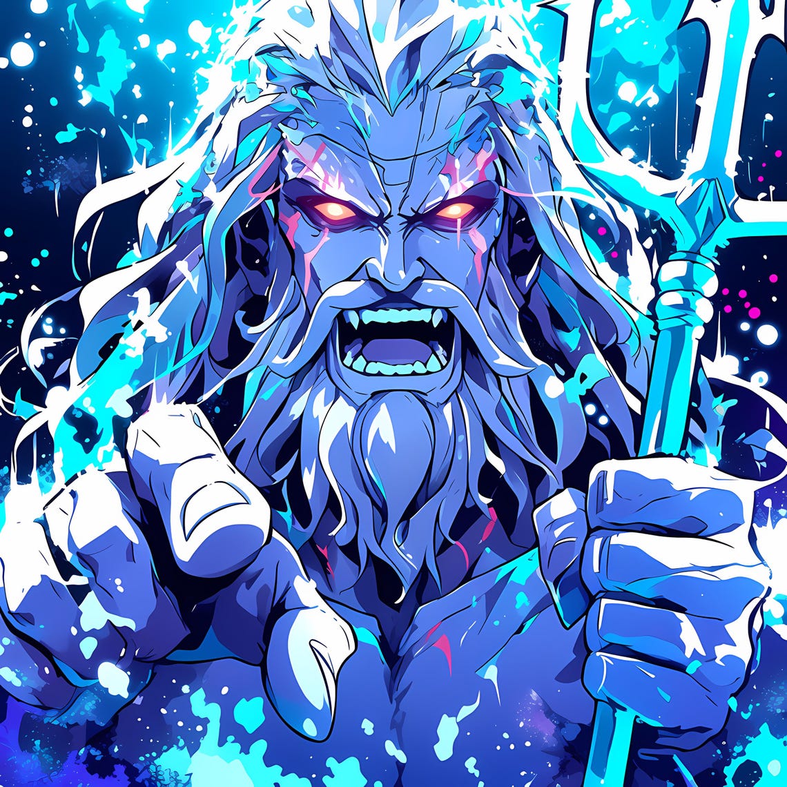 Poseidon Wall Art, Greek Mythology Digital Download, Ocean God Artwork ...