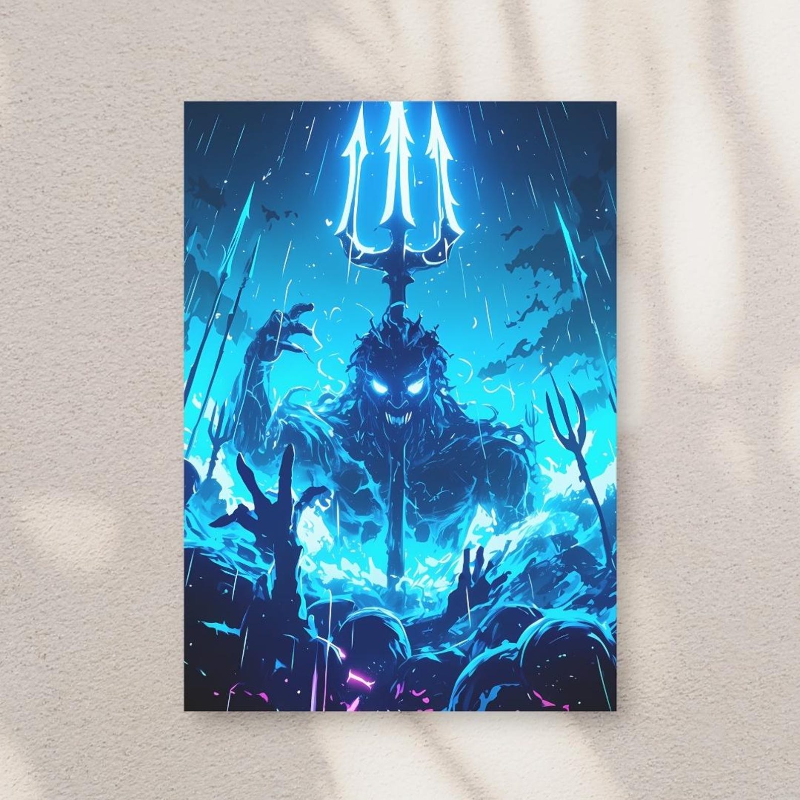 Poseidon Wall Art, Greek Mythology Digital Download, Ocean God Artwork ...