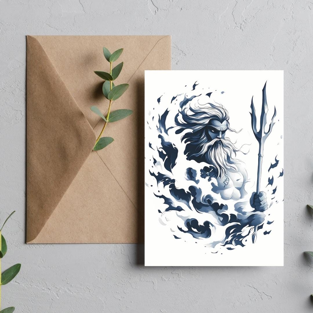 Poseidon Print: Greek Mythology Ocean God Wall Art (digital Download ...
