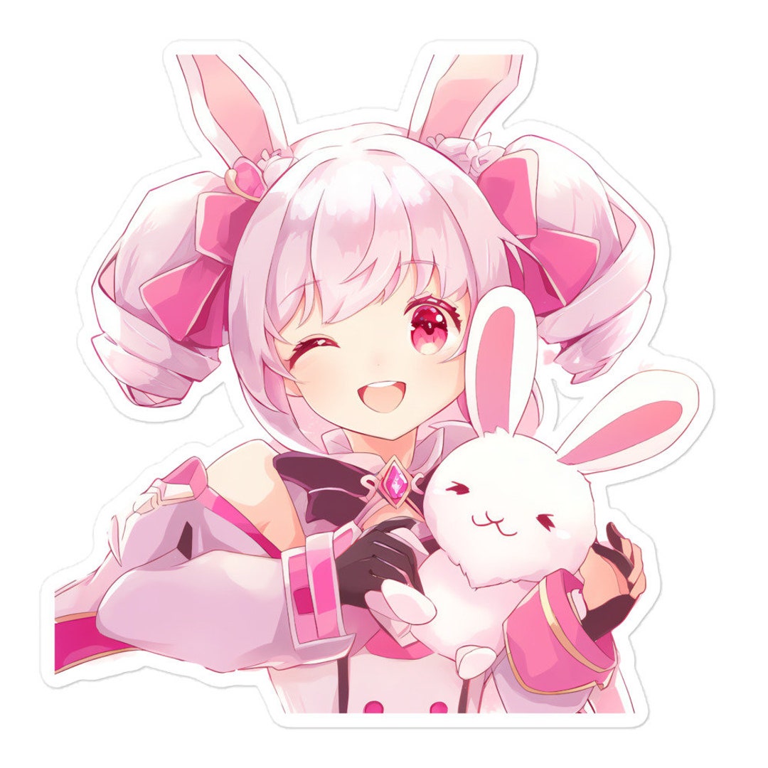 Cute Bunny Anime Girl-anime Girl Sticker- Anime Decals Stickers ...