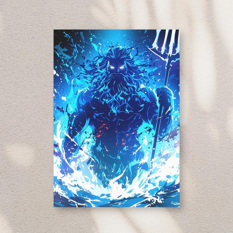 Poseidon Wall Art, Greek Mythology Digital Download, Ocean God Artwork ...