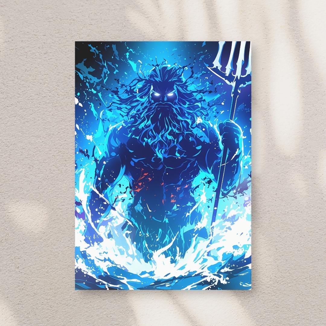 Poseidon Wall Art, Greek Mythology Digital Download, Ocean God Artwork ...