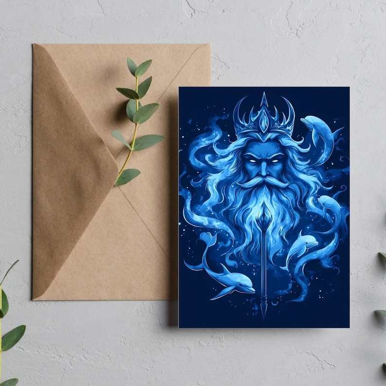 Poseidon Wall Art, Greek Mythology Digital Download, Ocean God Artwork ...
