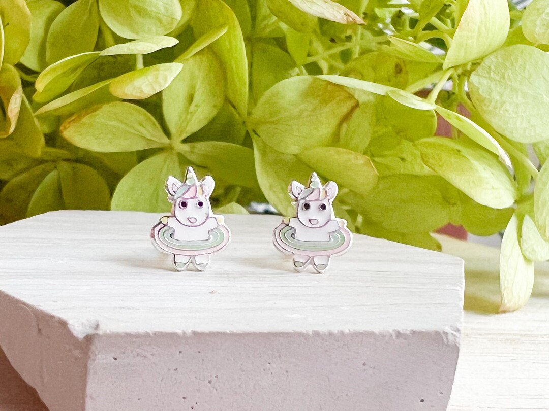 Hula Hoop Unicorn Sterling Silver Screw Back Earring Studs - Etsy