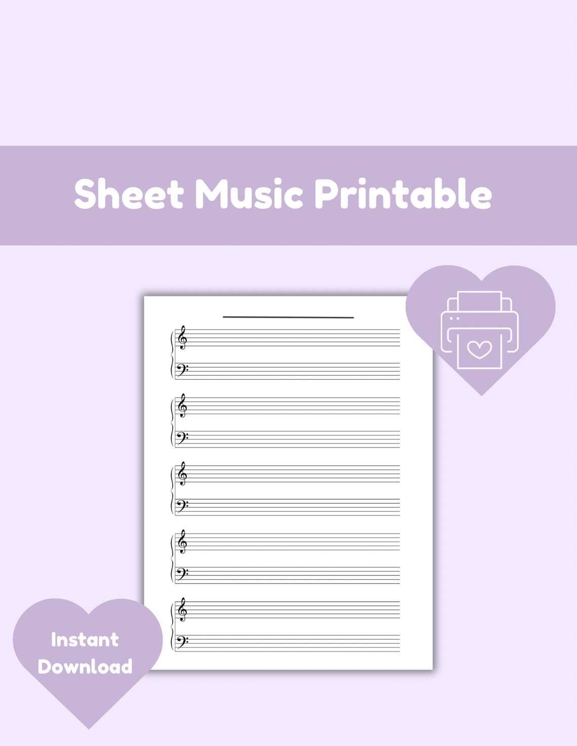 Blank Sheet Music Printable Music Paper Treble and Bass Clef Sheet ...