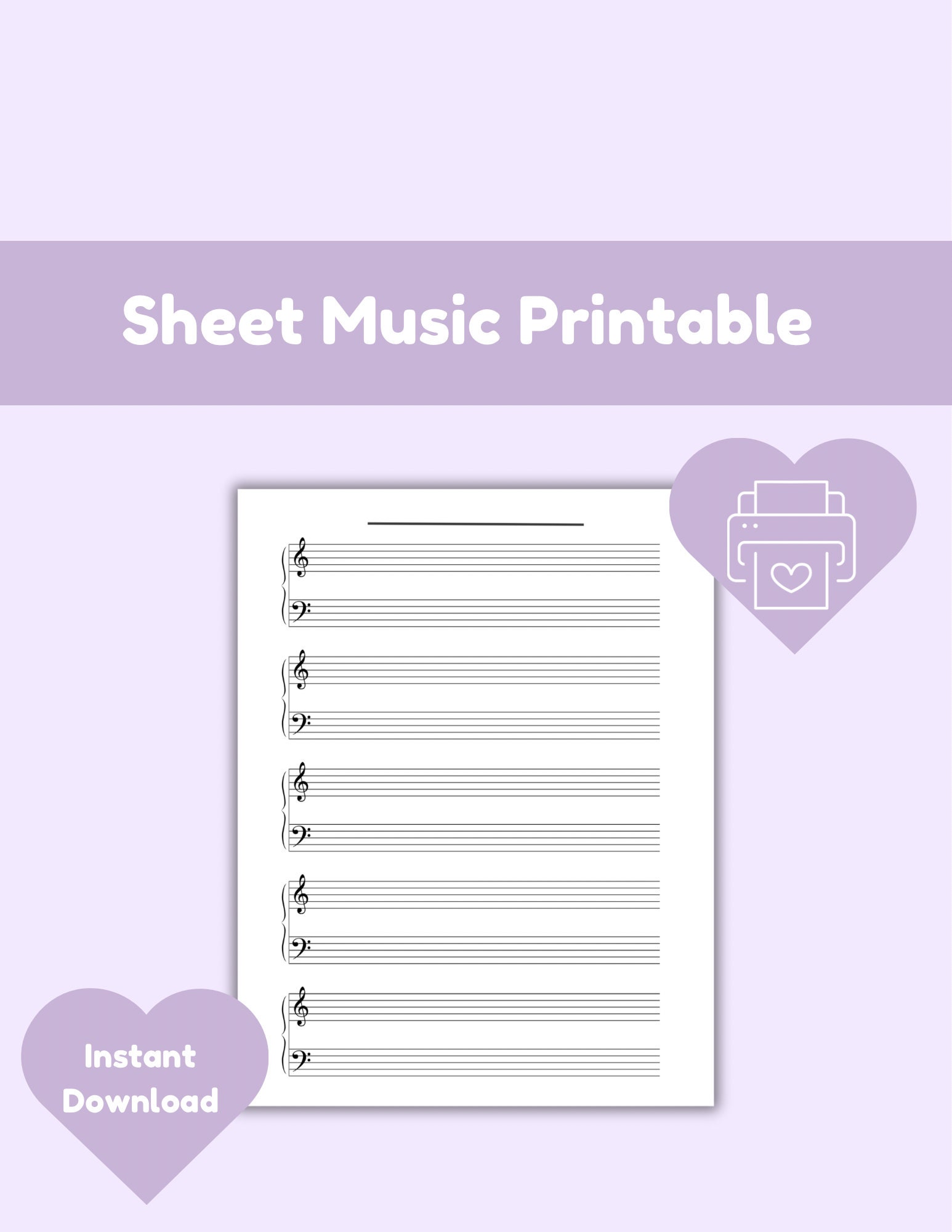 Blank Sheet Music Printable Music Paper Treble and Bass Clef Sheet ...