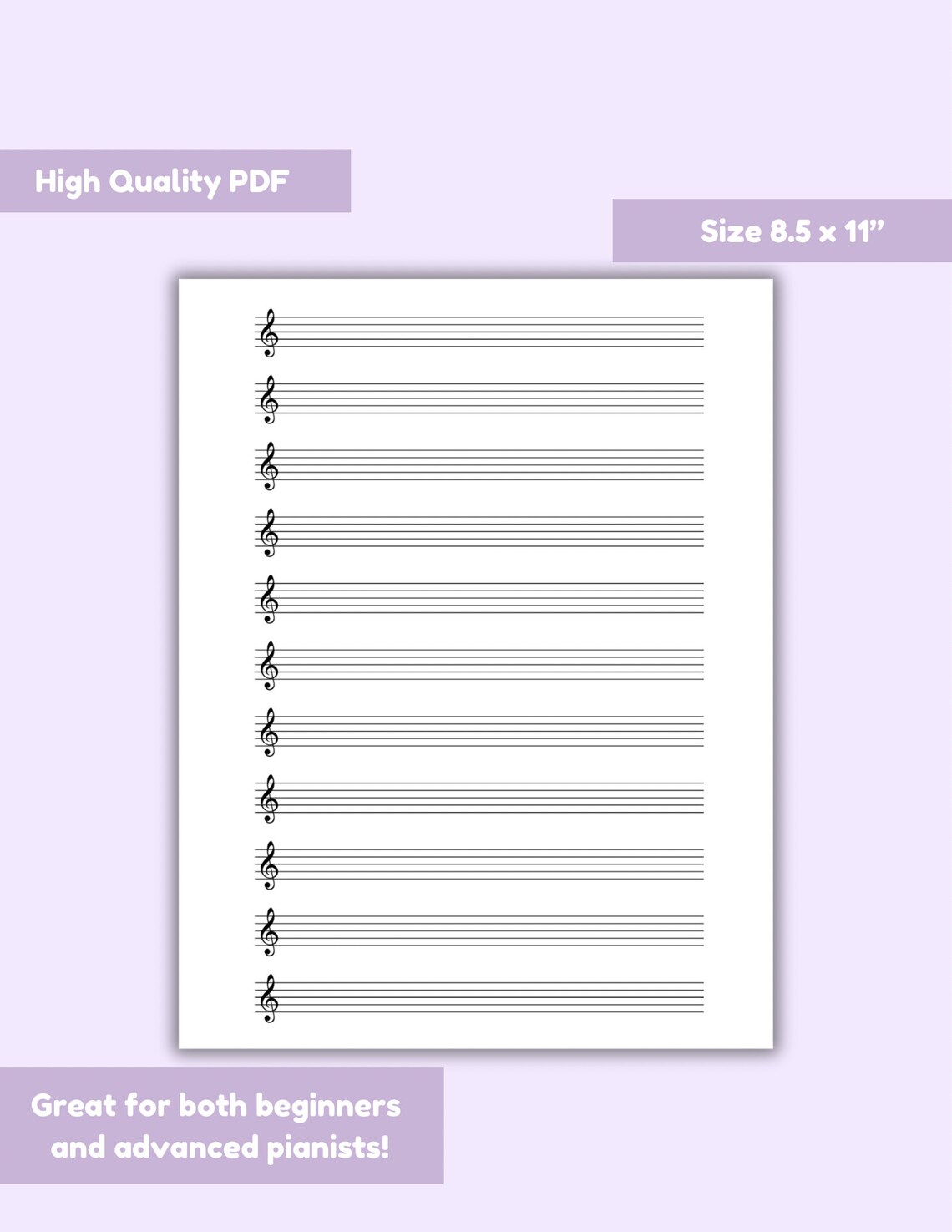 Blank Treble Clef Printable Sheet Music Letter Size Blank Sheet Music ...