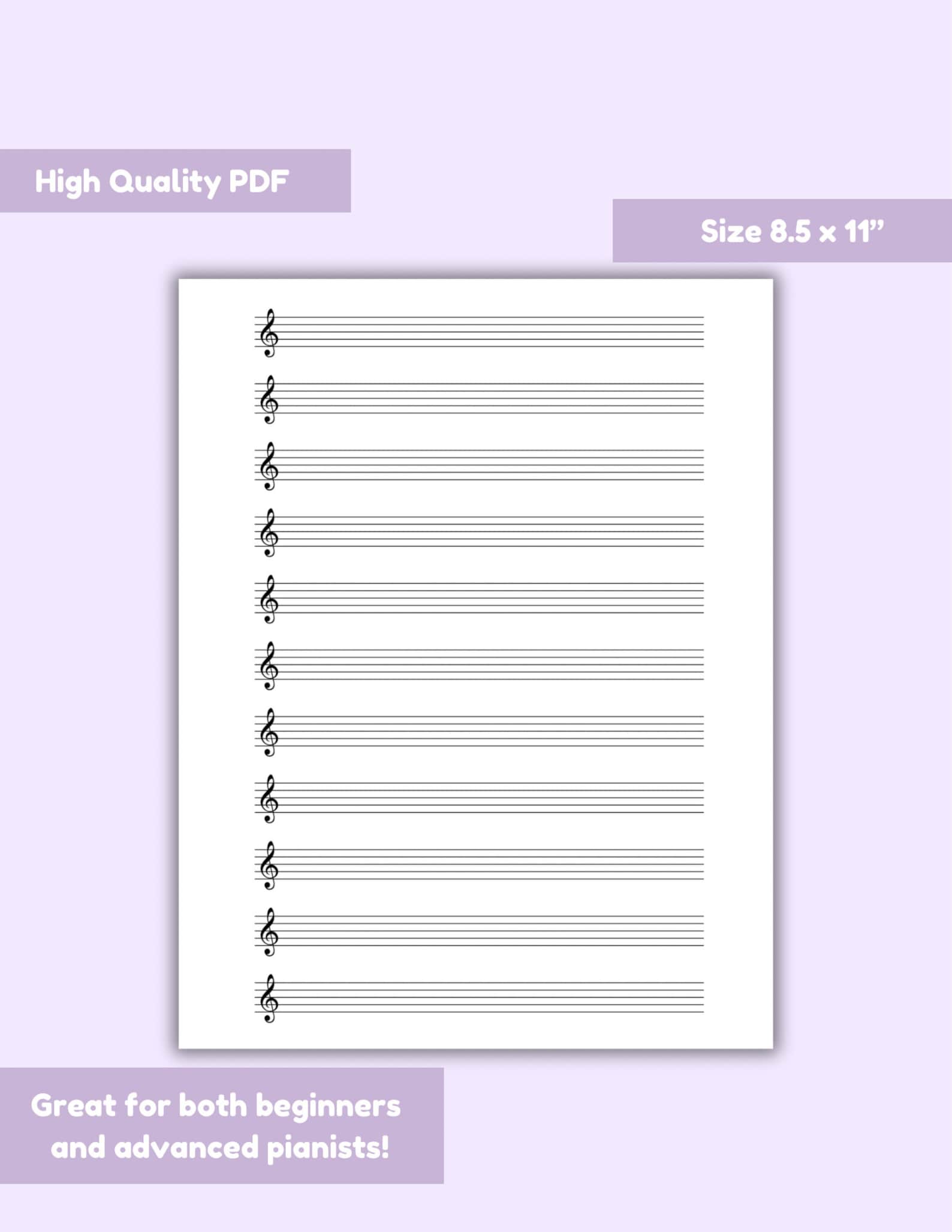Blank Treble Clef Printable Sheet Music Letter Size Blank Sheet Music ...