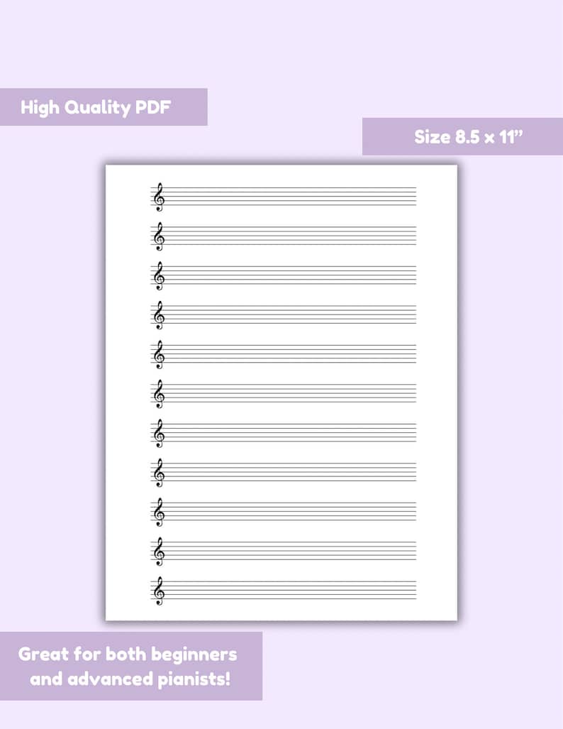 Blank Treble Clef Printable Sheet Music Letter Size Blank Sheet Music ...