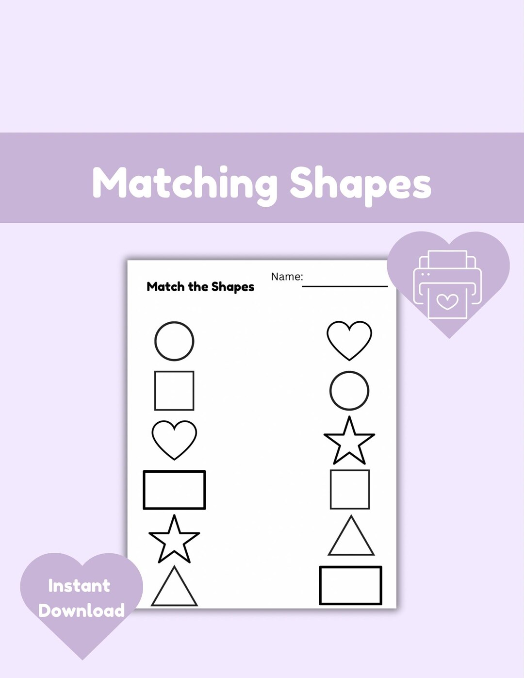 Shape Matching Printable Worksheet Preschool Matching Shapes Matching ...