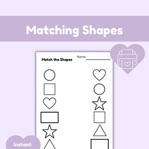 Shape Matching Printable Worksheet Preschool Matching Shapes Matching ...