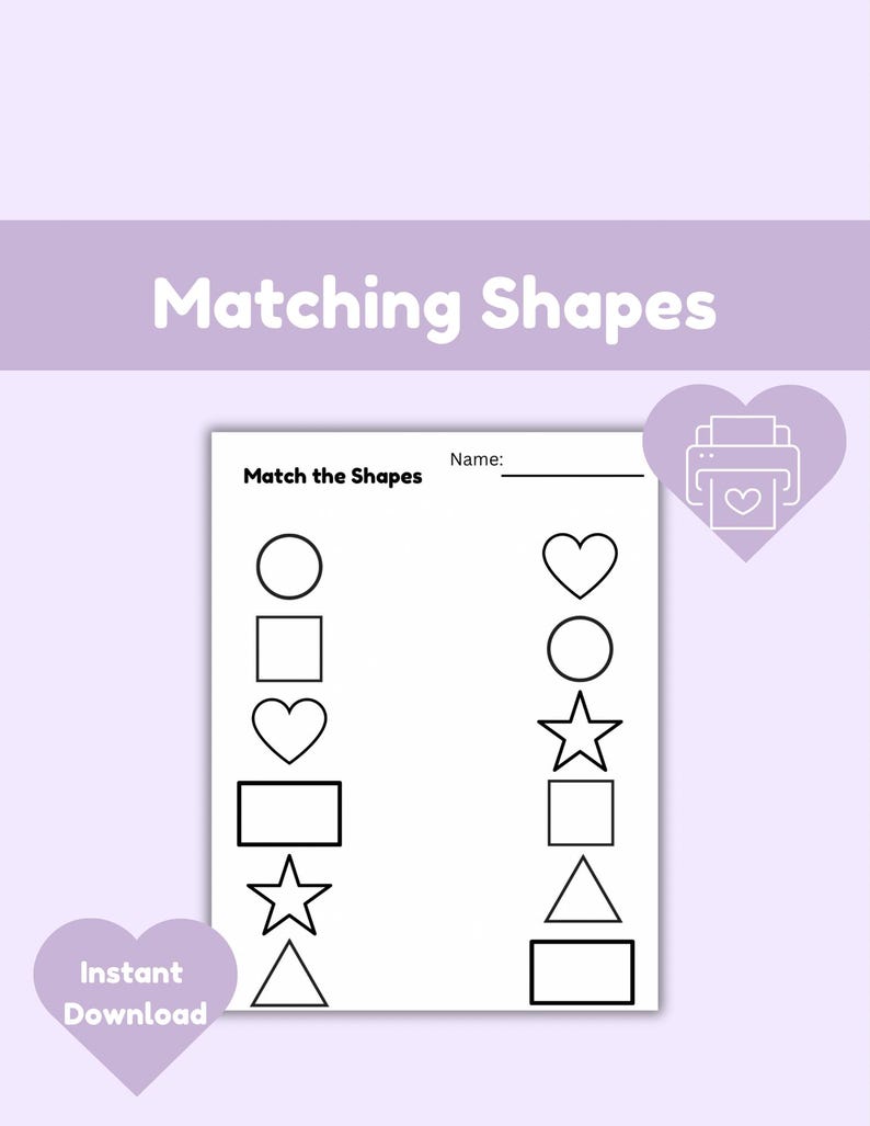 Shape Matching Printable Worksheet Preschool Matching Shapes Matching ...