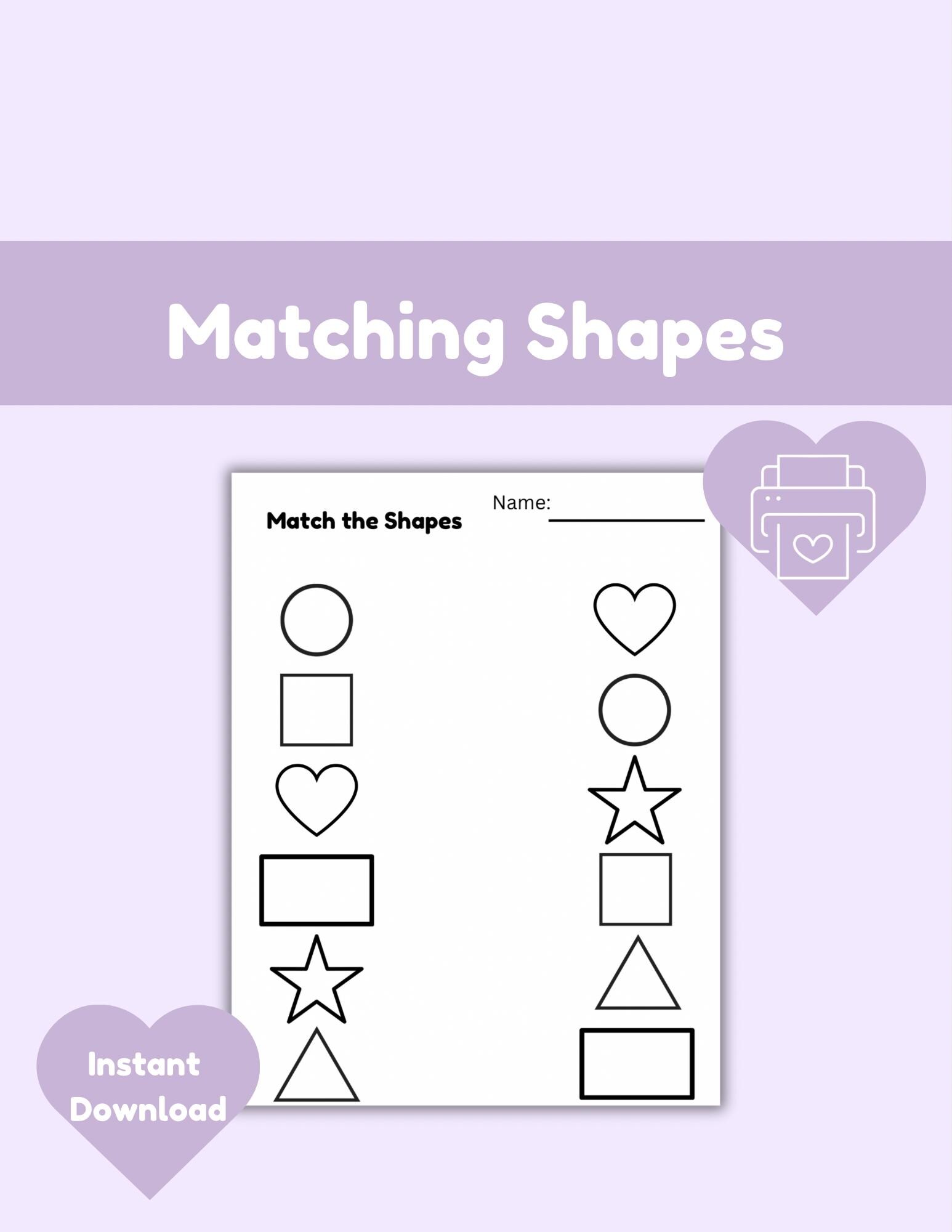 Shape Matching Printable Worksheet Preschool Matching Shapes Matching ...