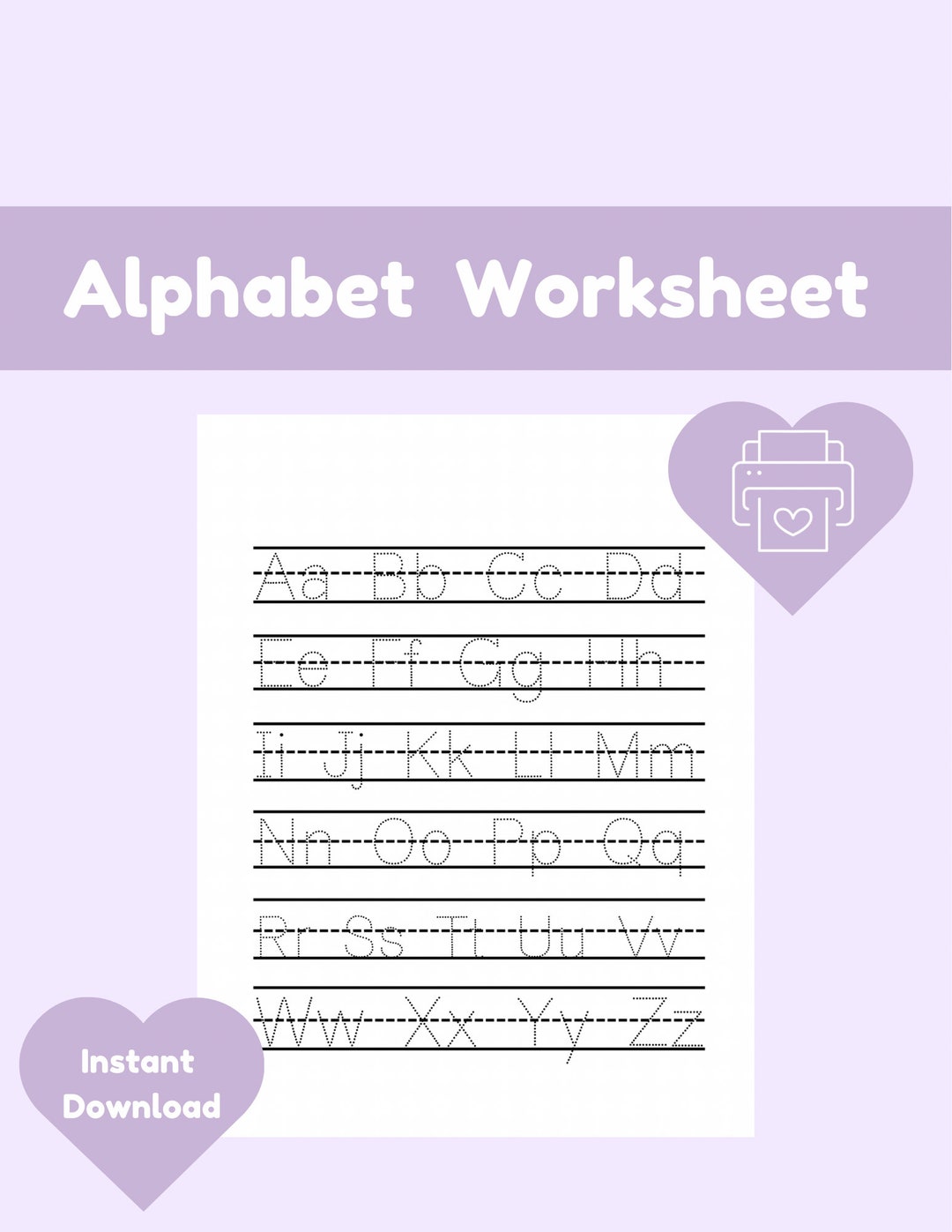 Alphabet Tracing Worksheet ABC Tracing Handwriting Practice Letter ...