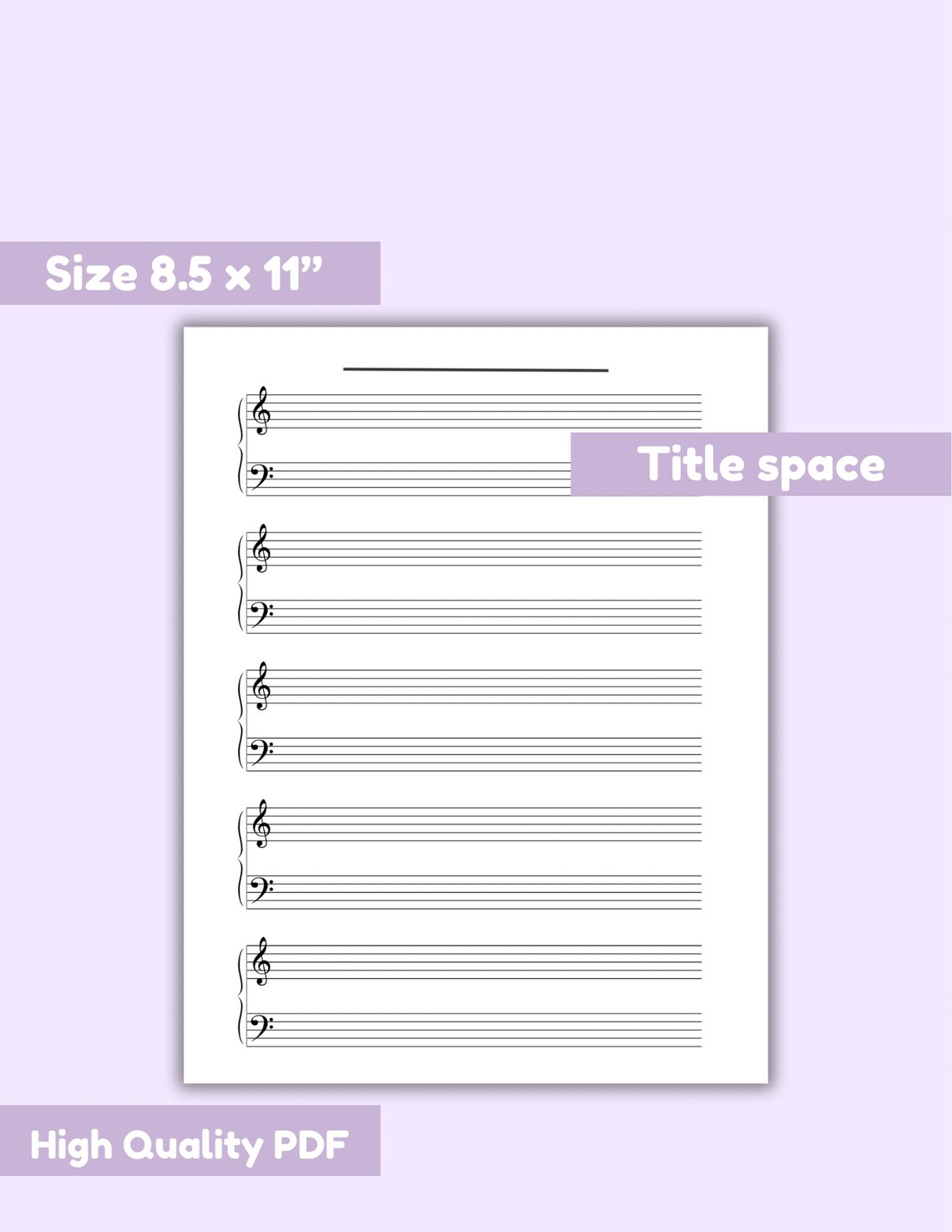 Blank Sheet Music Printable Music Paper Treble and Bass Clef Sheet ...