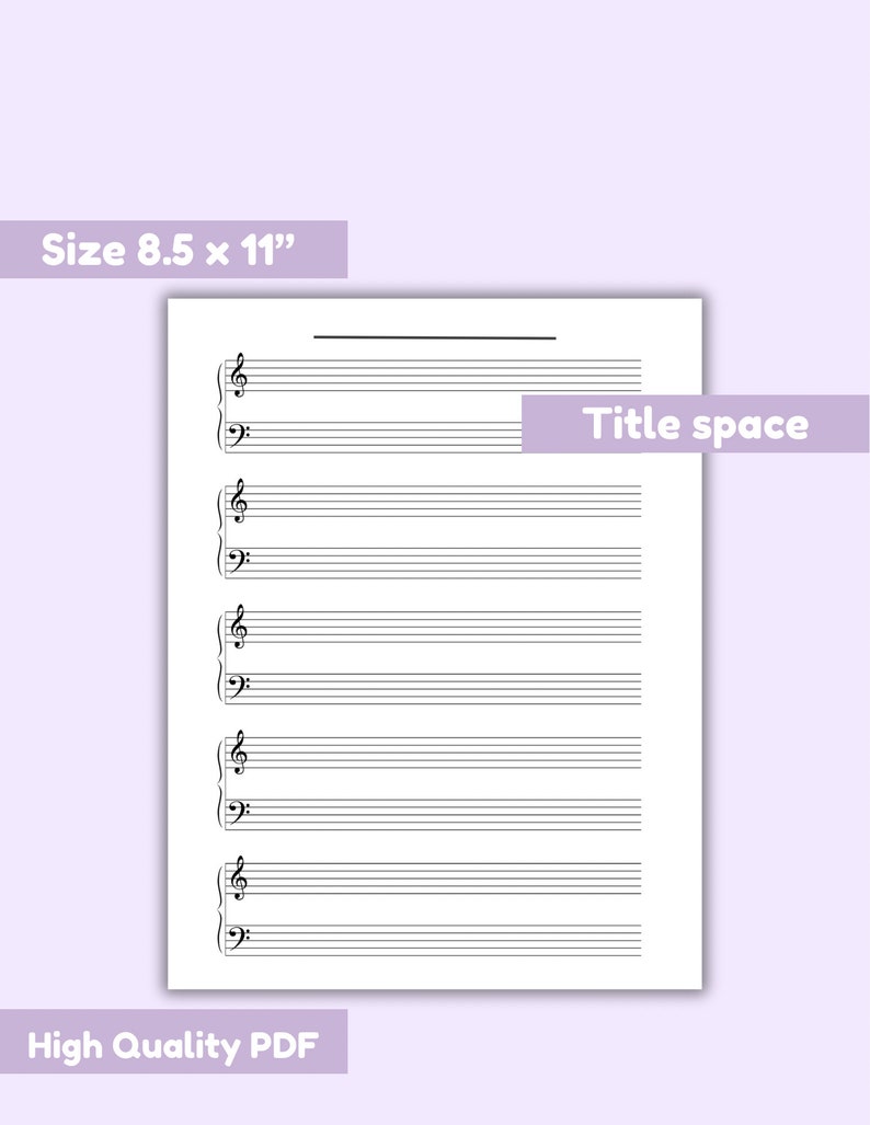 Blank Sheet Music Printable Music Paper Treble and Bass Clef Sheet ...