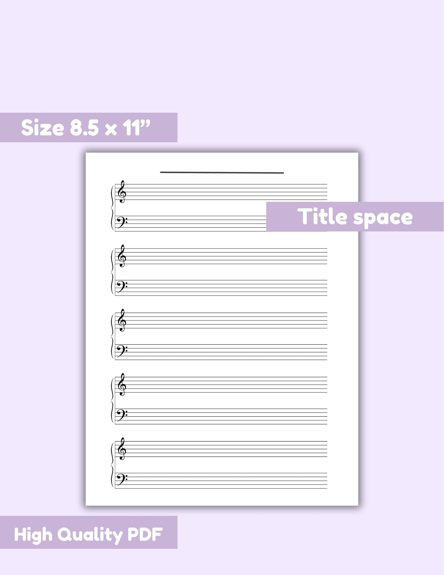 Blank Sheet Music Printable Music Paper Treble and Bass Clef Sheet ...