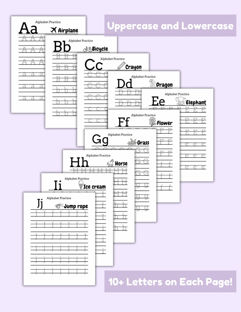 26 Printable Uppercase and Lowercase Alphabet Tracing Worksheets ...
